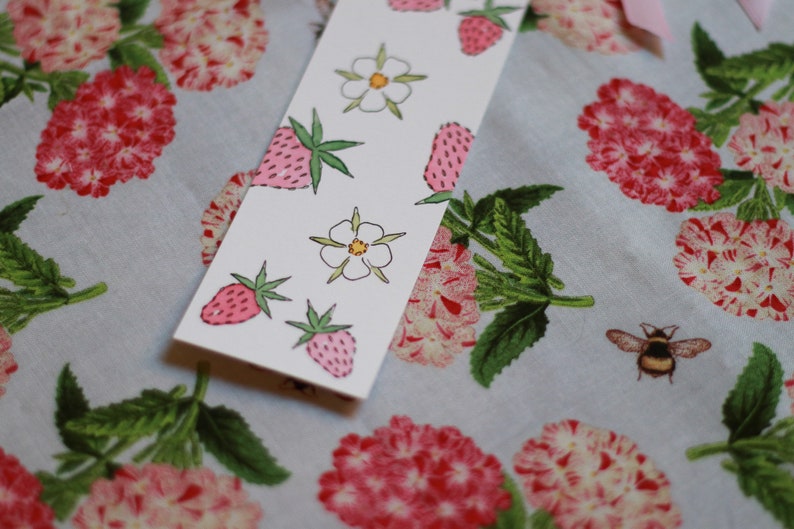 Watercolor Strawberry Bookmark With Ribbon - Etsy