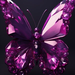 Radiant Purple Crystal Butterfly Art Jeweled Butterfly Poster DIY Home ...
