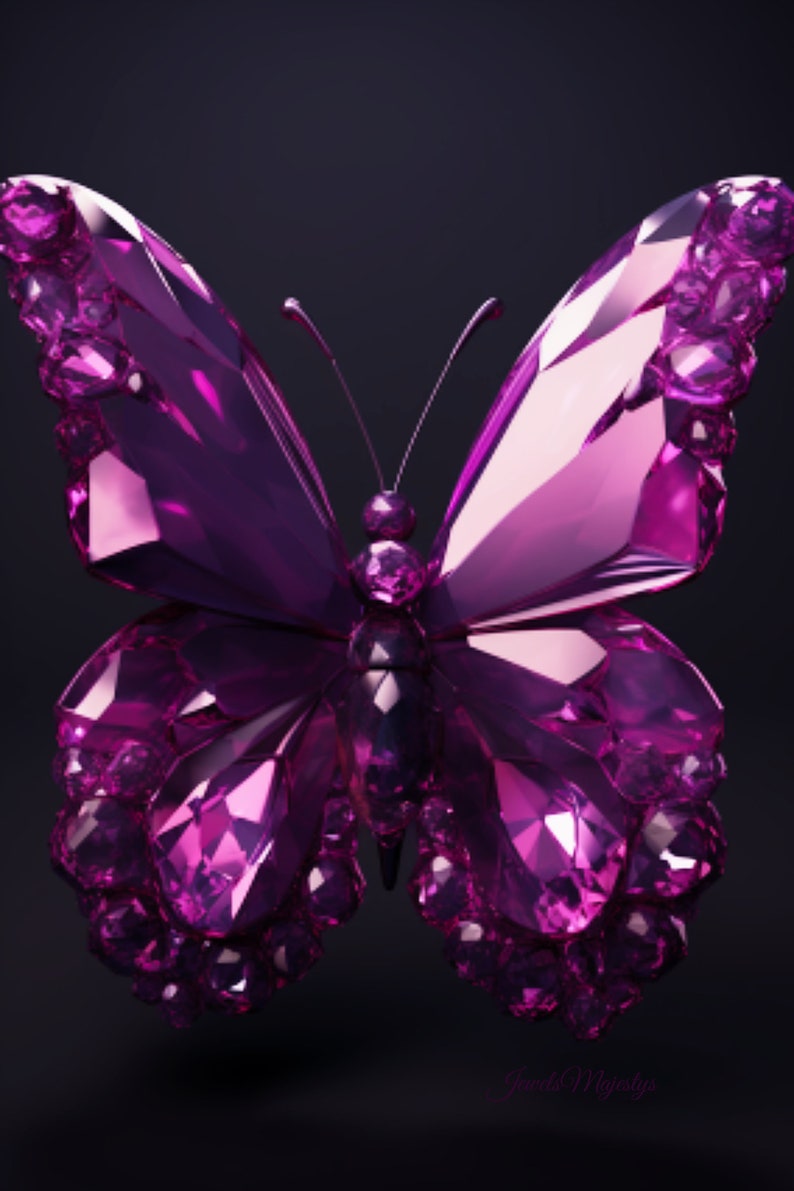 Radiant Purple Crystal Butterfly Art Jeweled Butterfly Poster DIY Home ...