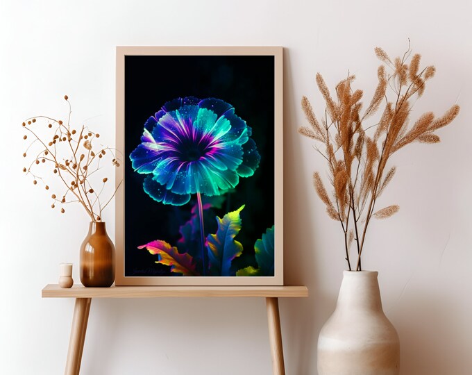 Dark Flaming Rose | Digital Rose Art | Fire Flower | DIY Home Decor ...