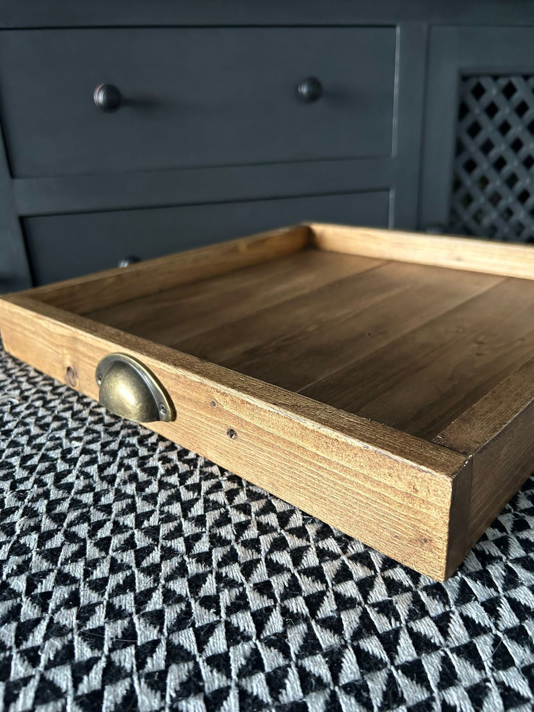 Shallow Rustic Wooden Tray - Etsy UK