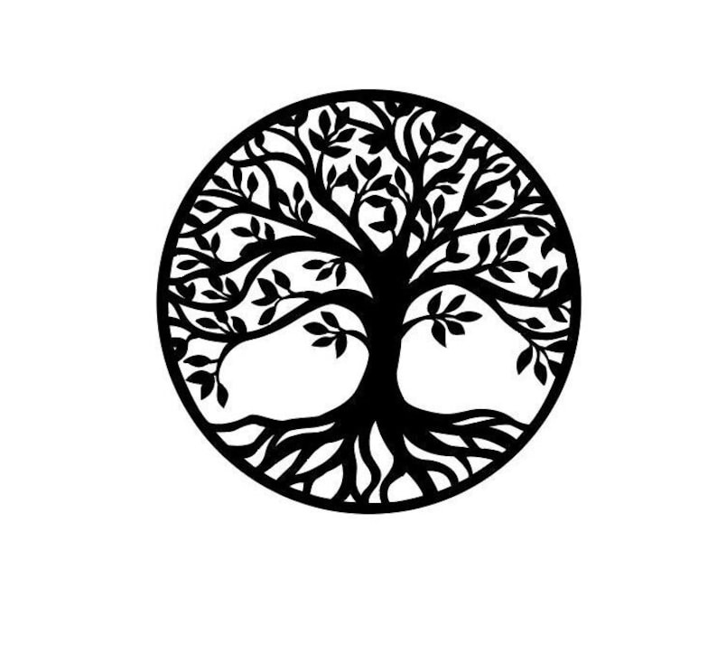 Tree With Roots Circle Vector, Tree of Life Vector, Digital Design ...