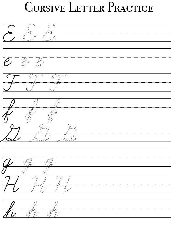 Cursive Letter Practice Printable Worksheet, Traceable Letters, 7 Page ...