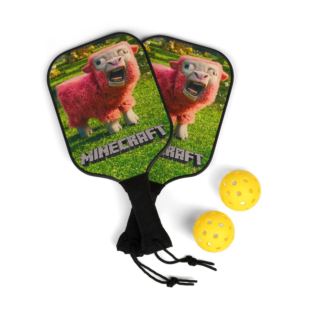 Minecraft Pink Sheep Pickleball Paddle Set | Outdoor Game Gear ...