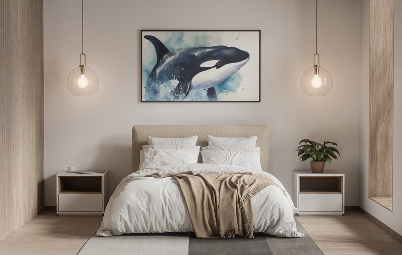 Watercolour Orca Wall Art || Digital Print, Painting, Wildlife, Nature ...