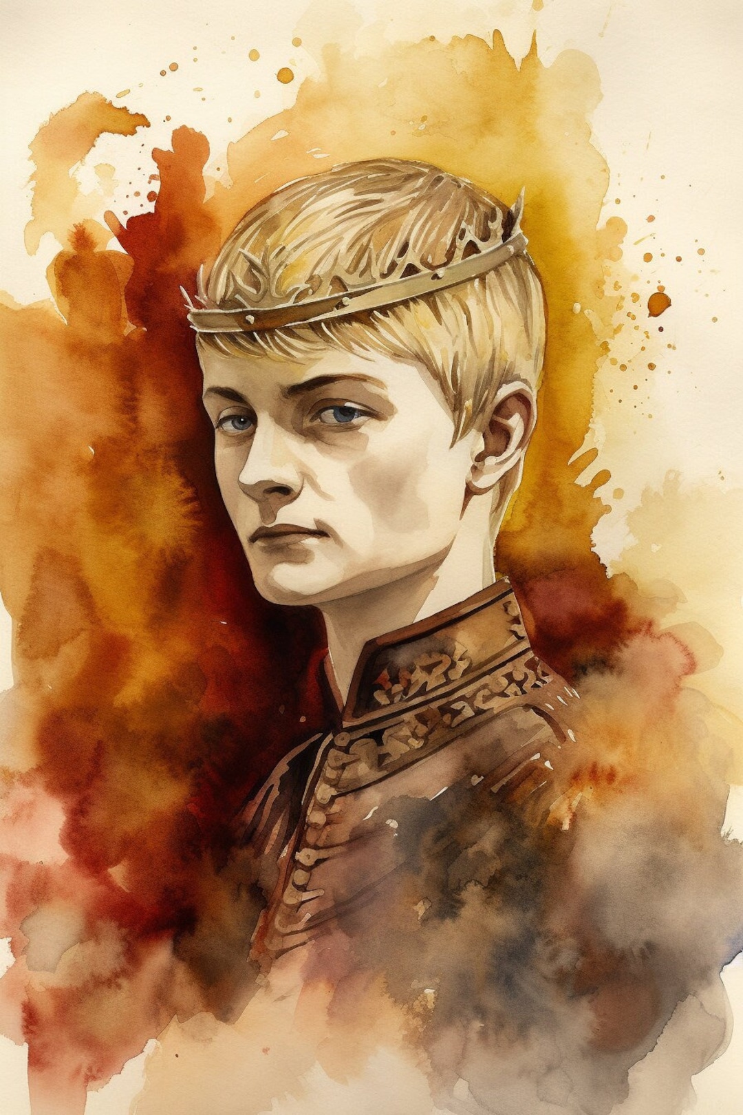 Watercolour Joffrey Baratheon Wall Art Digital Print, Painting, Game of ...