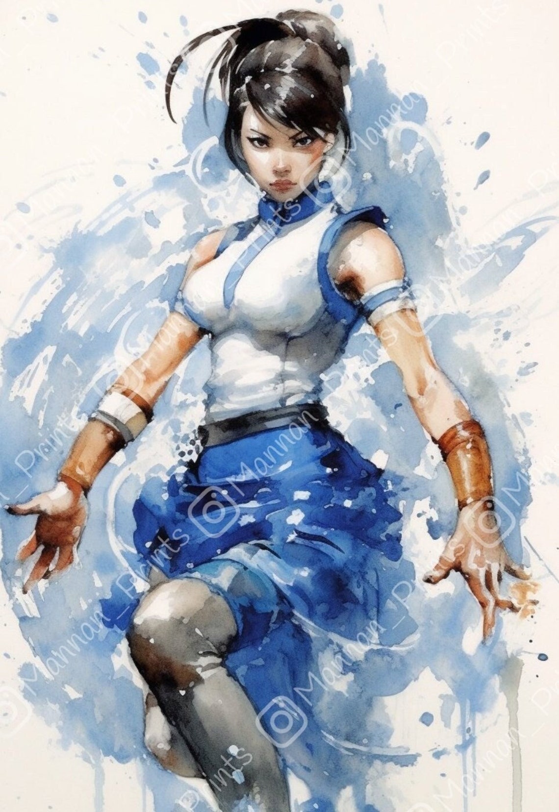 Watercolour Chun-li Wall Art || Digital Print, Painting, Street Fighter ...