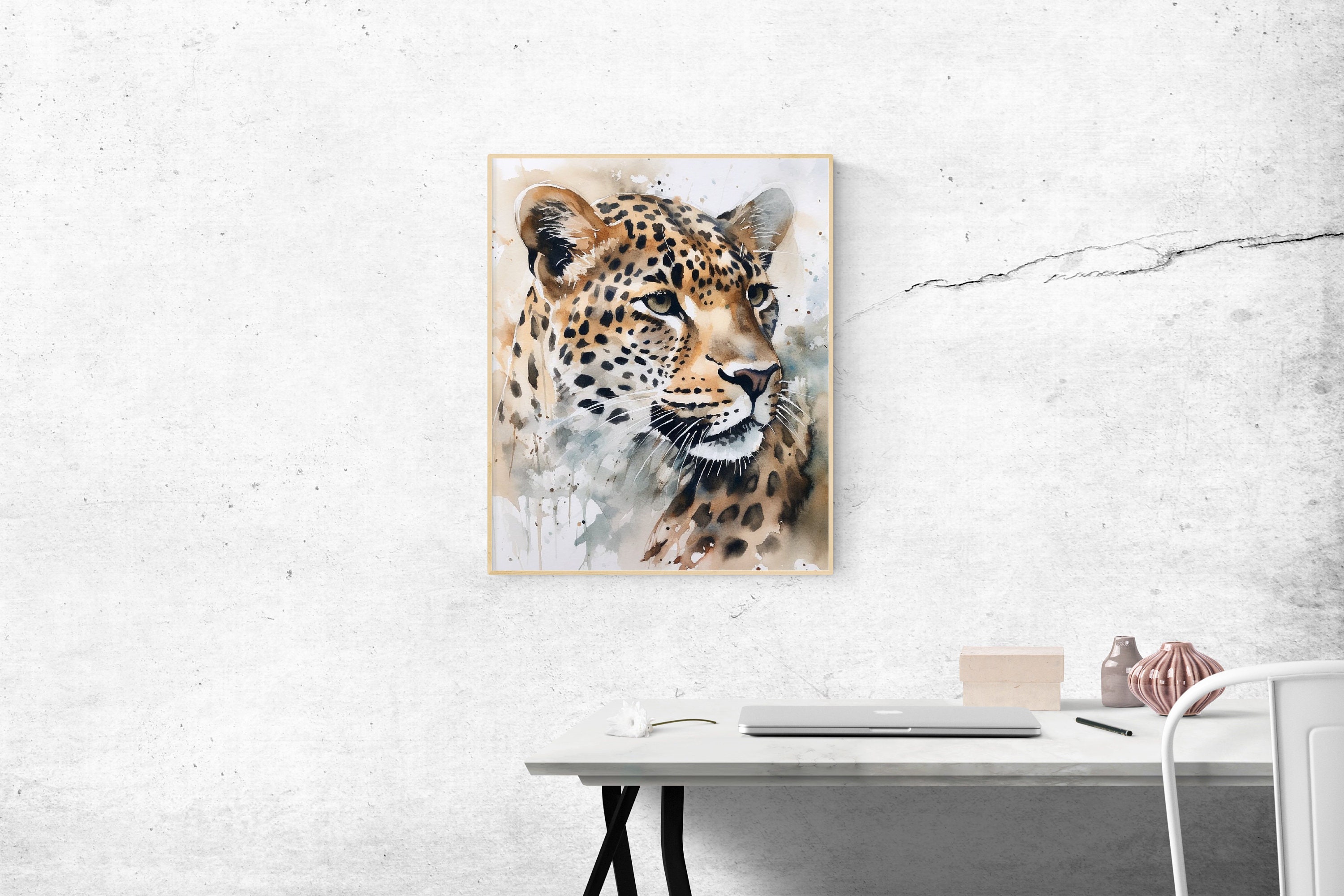 Watercolour Leopard Wall Art || Digital Print, Painting, Wildlife ...