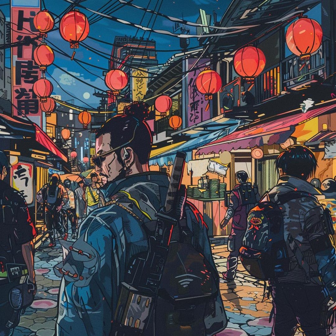 Traditional Japanese Style Cyberpunk Wall Art || Digital Print ...