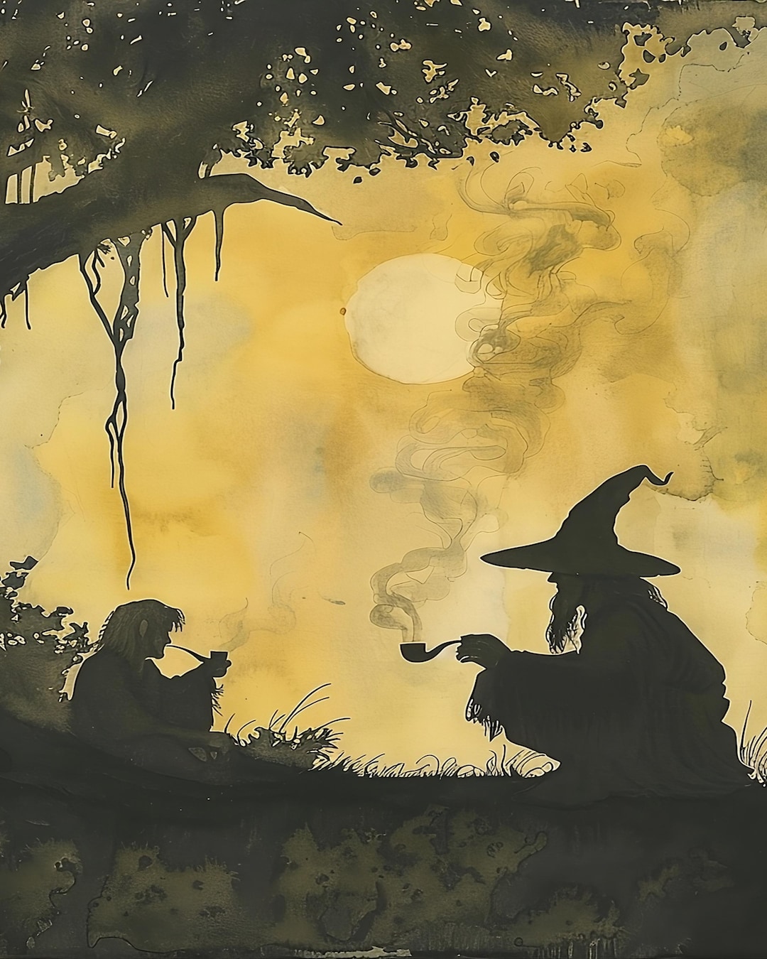 Watercolour Bilbo and Gandalf Silhouette Wall Art || Digital Print ...