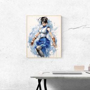 Watercolour Chun-li Wall Art || Digital Print, Painting, Street Fighter ...