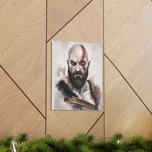 Watercolour Kratos Wall Art Canvas Print, Painting, God of War, Video ...