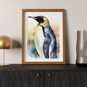 Watercolour Emperor Penguin Wall Art || Digital Print, Painting ...