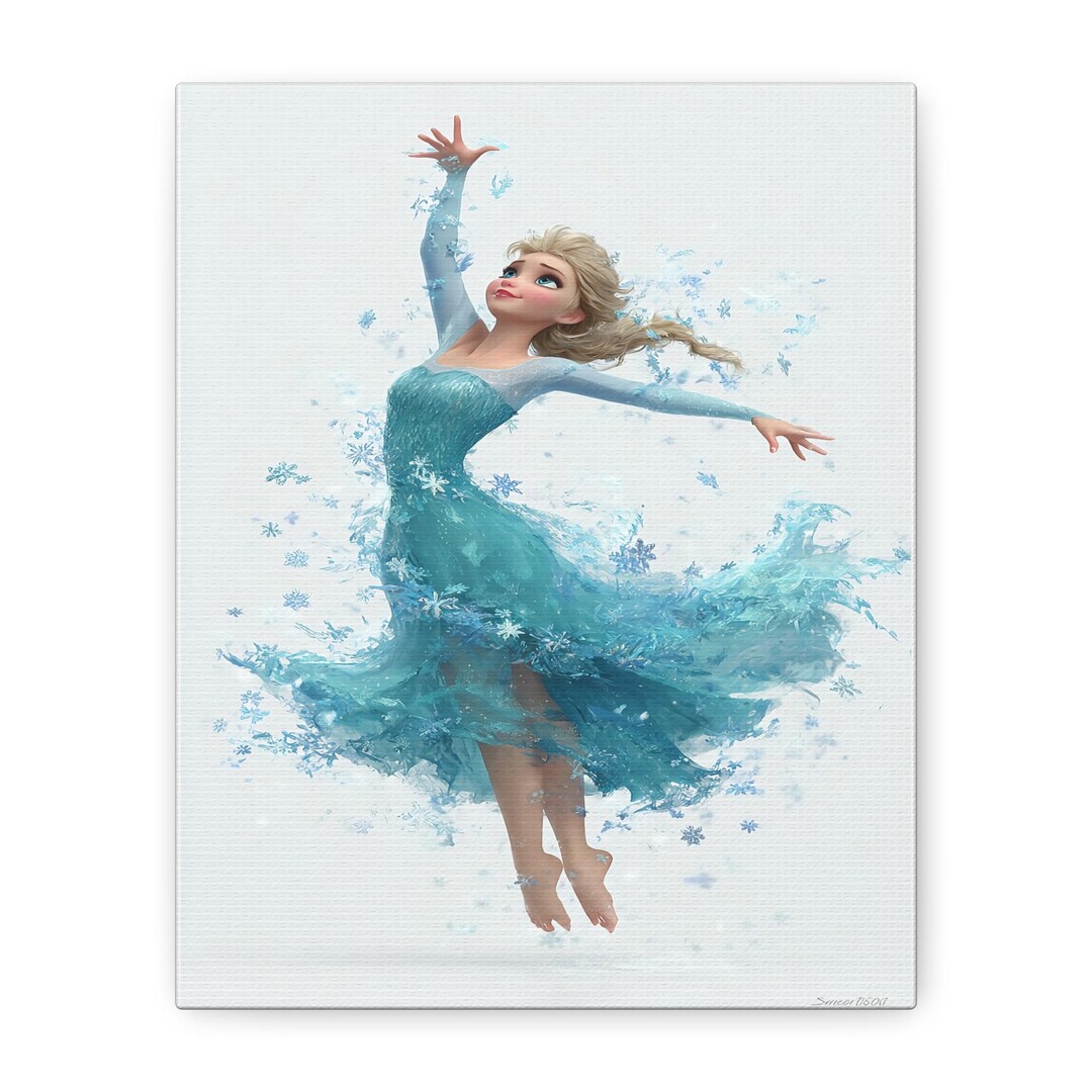 Watercolour Dancing Queen Elsa Wall Art || Canvas Print, Painting ...