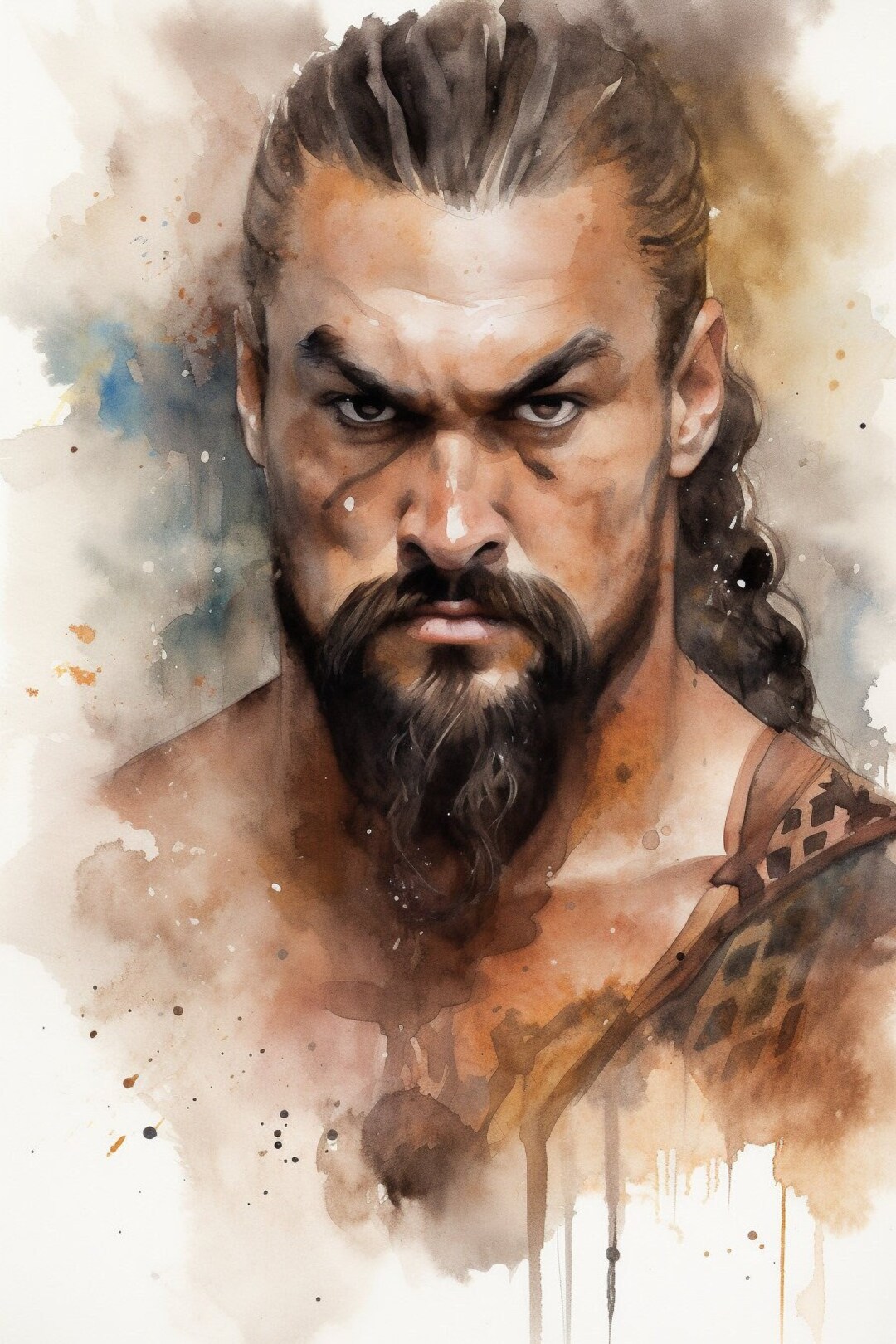 Watercolour Khal Drogo Wall Art || Digital Print, Painting, Game of ...