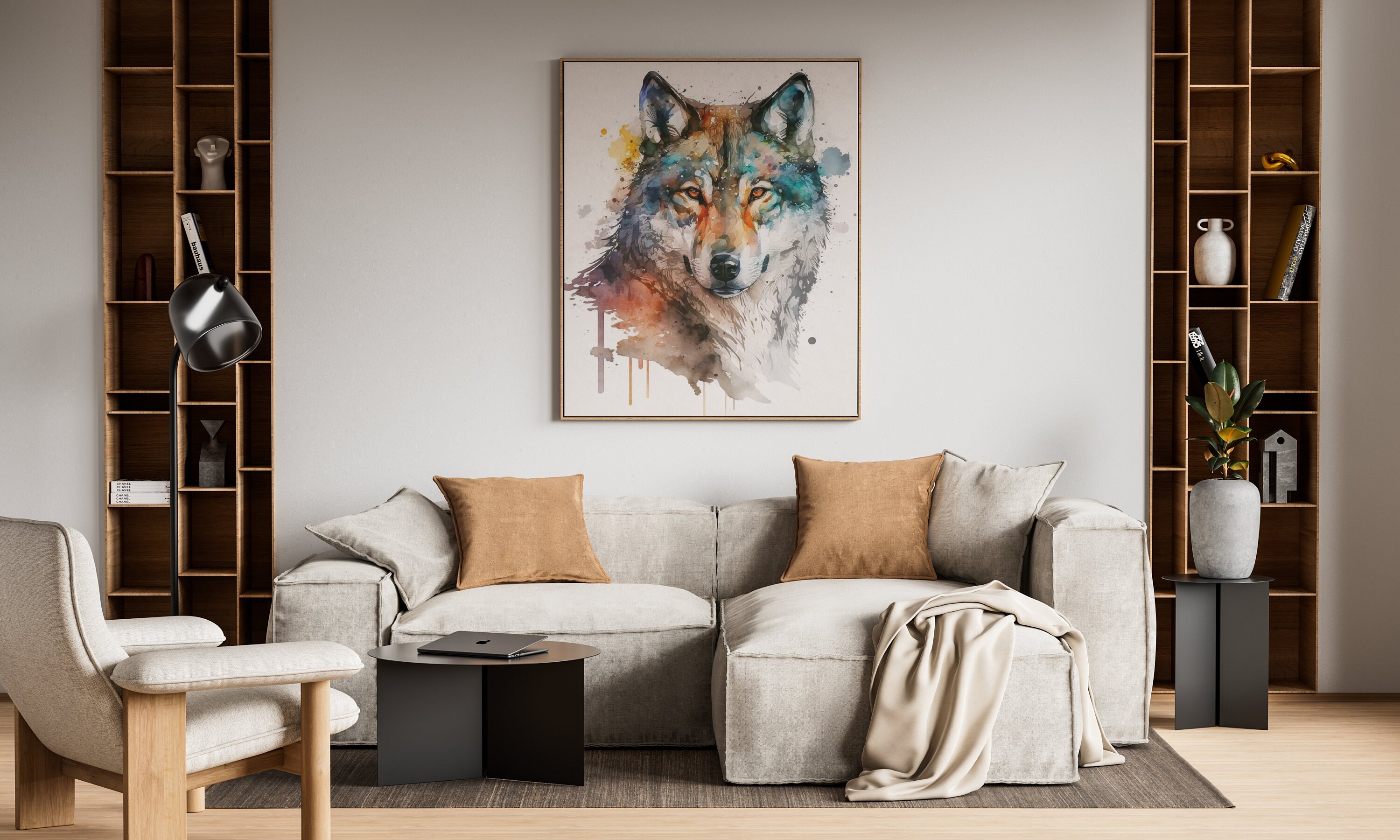Watercolour Red Wolf Wall Art || Digital Print, Painting, Wildlife ...