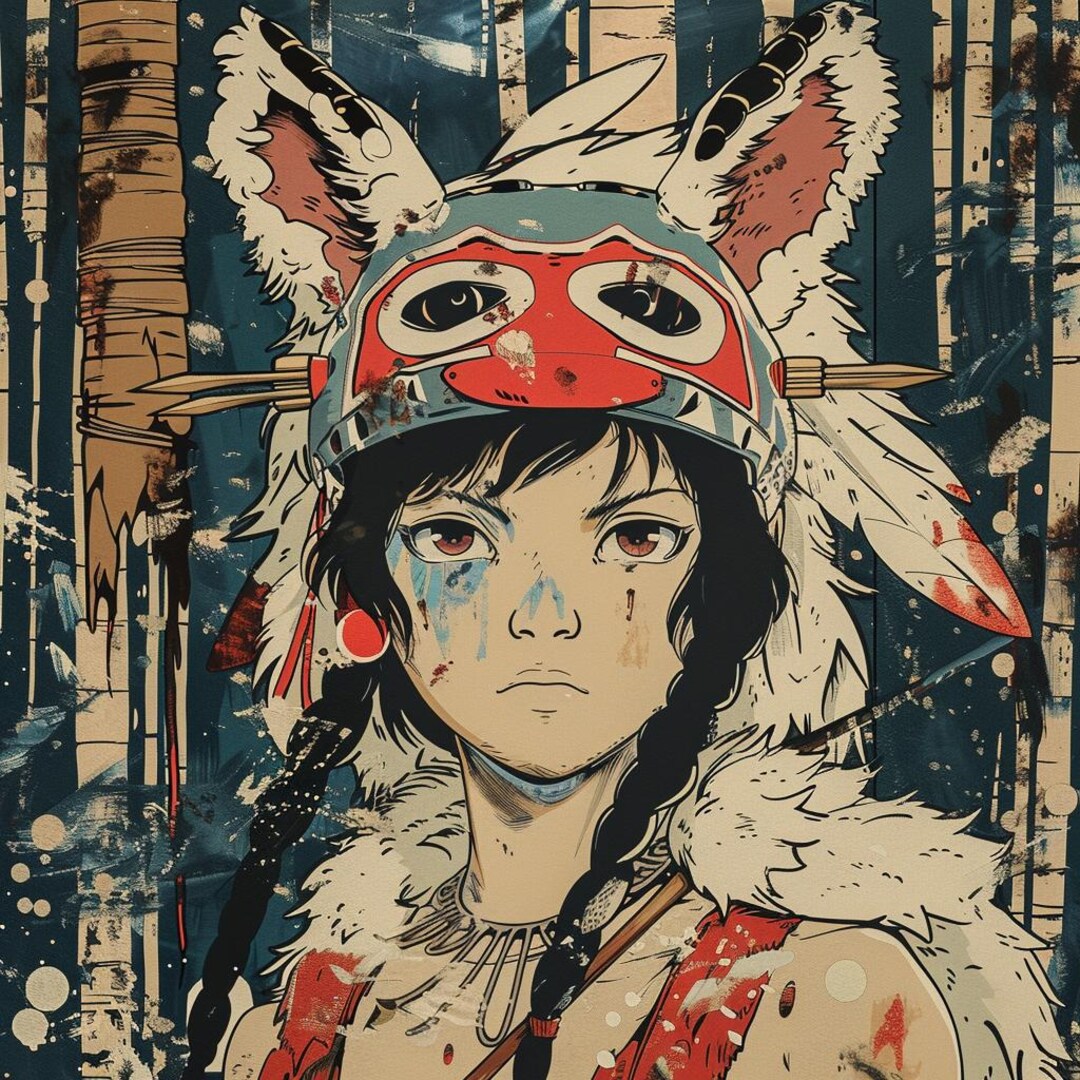 Traditional Japanese Princess Mononoke San Wall Art || Digital Print ...