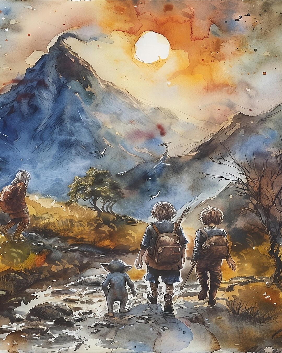 Watercolour Frodo, Sam and Gollum Wall Art || Digital Print, Painting ...