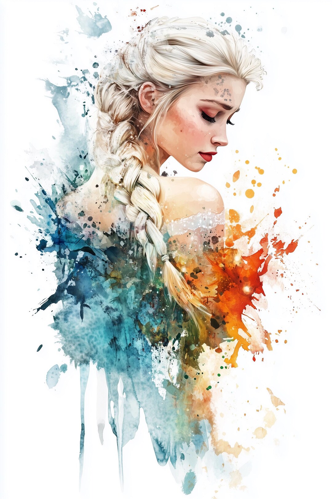 Watercolour Queen Elsa Wall Art || Digital Print, Painting, Frozen Film ...