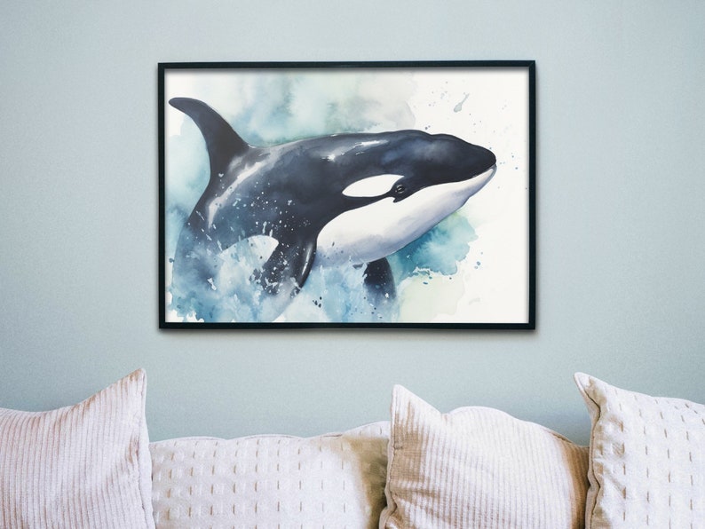 Watercolour Orca Wall Art || Digital Print, Painting, Wildlife, Nature ...
