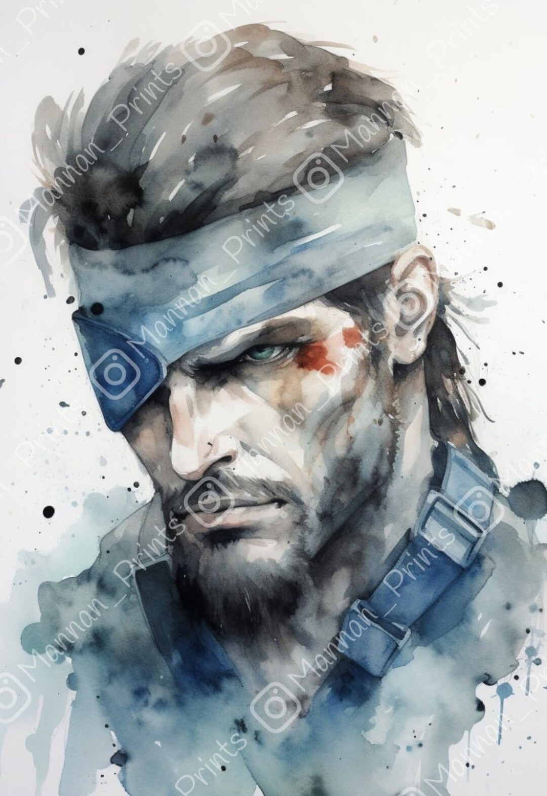 Watercolour Solid Snake Wall Art || Digital Print, Painting, Metal Gear ...