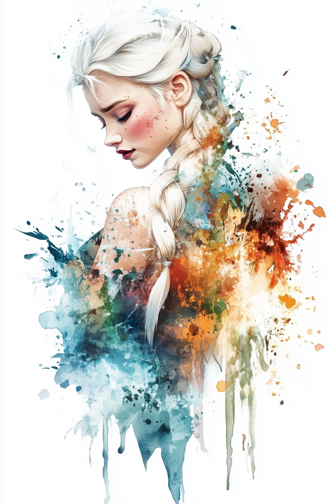 Watercolour Queen Elsa Wall Art || Digital Print, Painting, Frozen Film ...