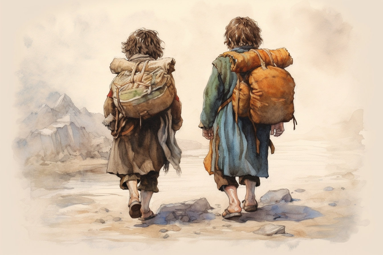 Watercolour Frodo and Sam Wall Art Digital Print, Painting, Lord of the ...