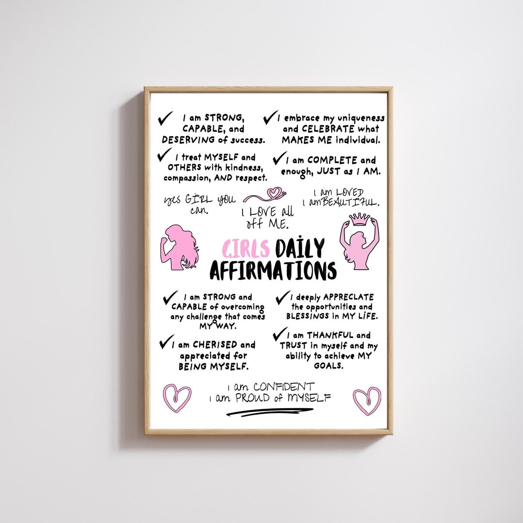 Affirmation Poster for Girls, Daily Inspirational Wall Art, Feminist ...