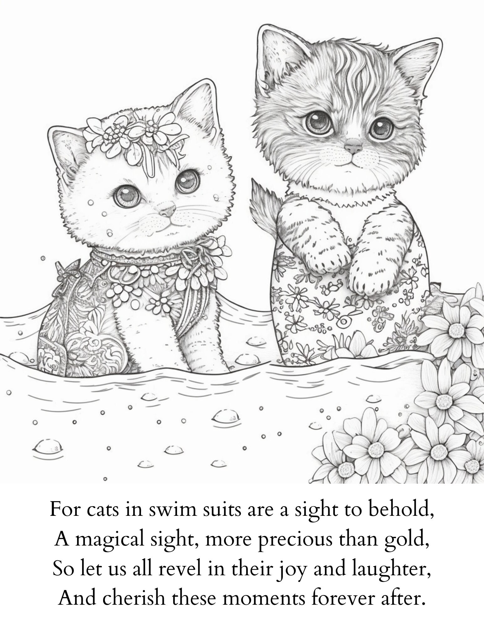 20 Coloring Page SPECIAL EDITION Beach Cats PDF W/ Poems - Etsy Australia