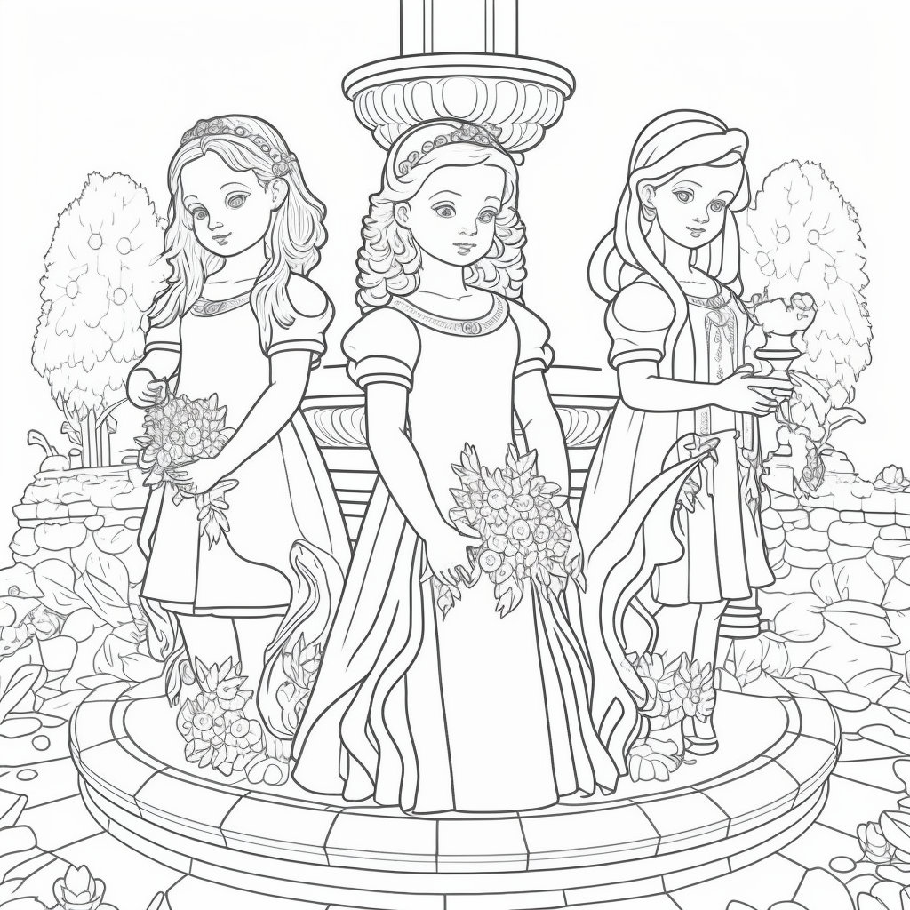 Princess Printable Digital Coloring Book Minimalist & Abstract Art ...