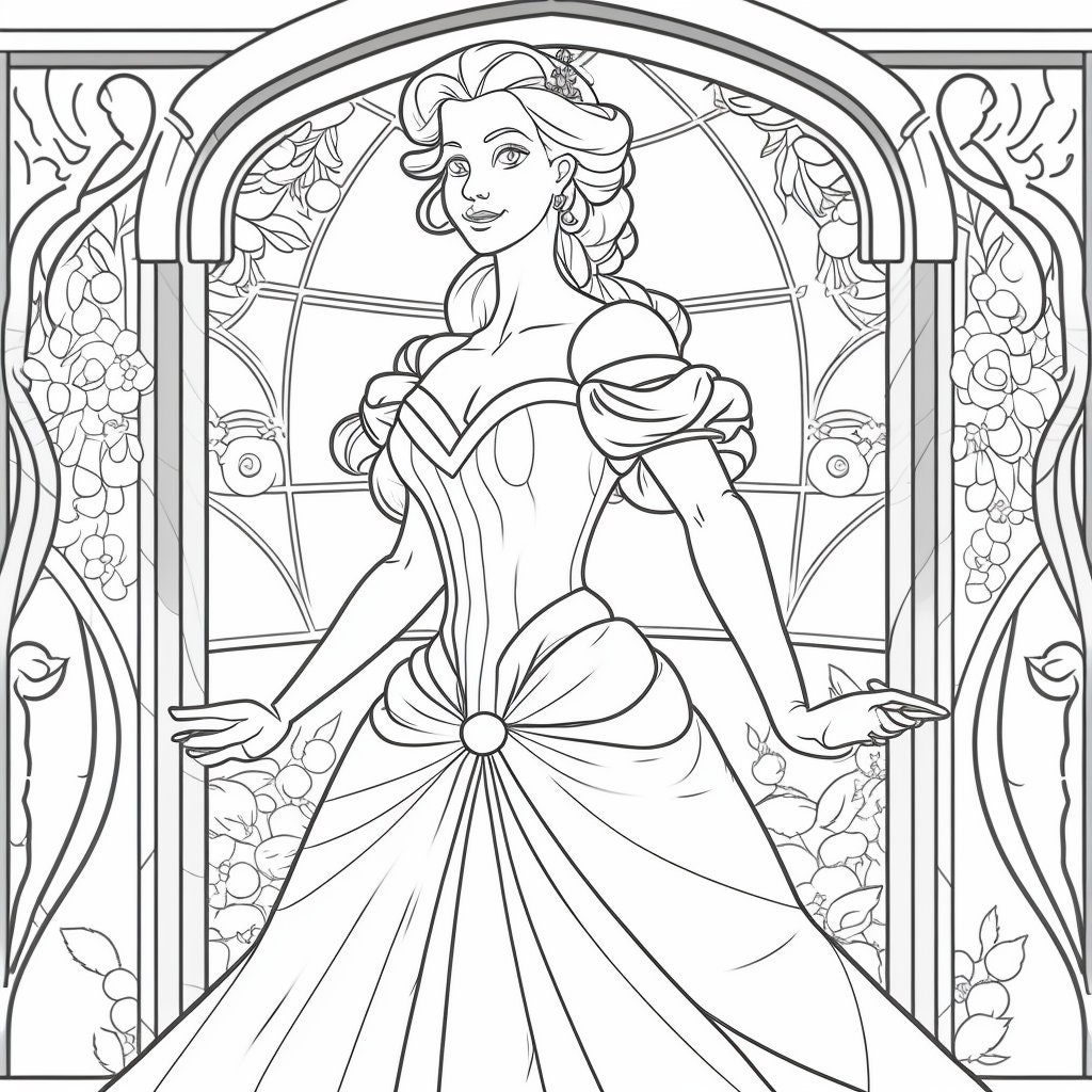 Princess Printable Digital Coloring Book Minimalist & Abstract Art ...