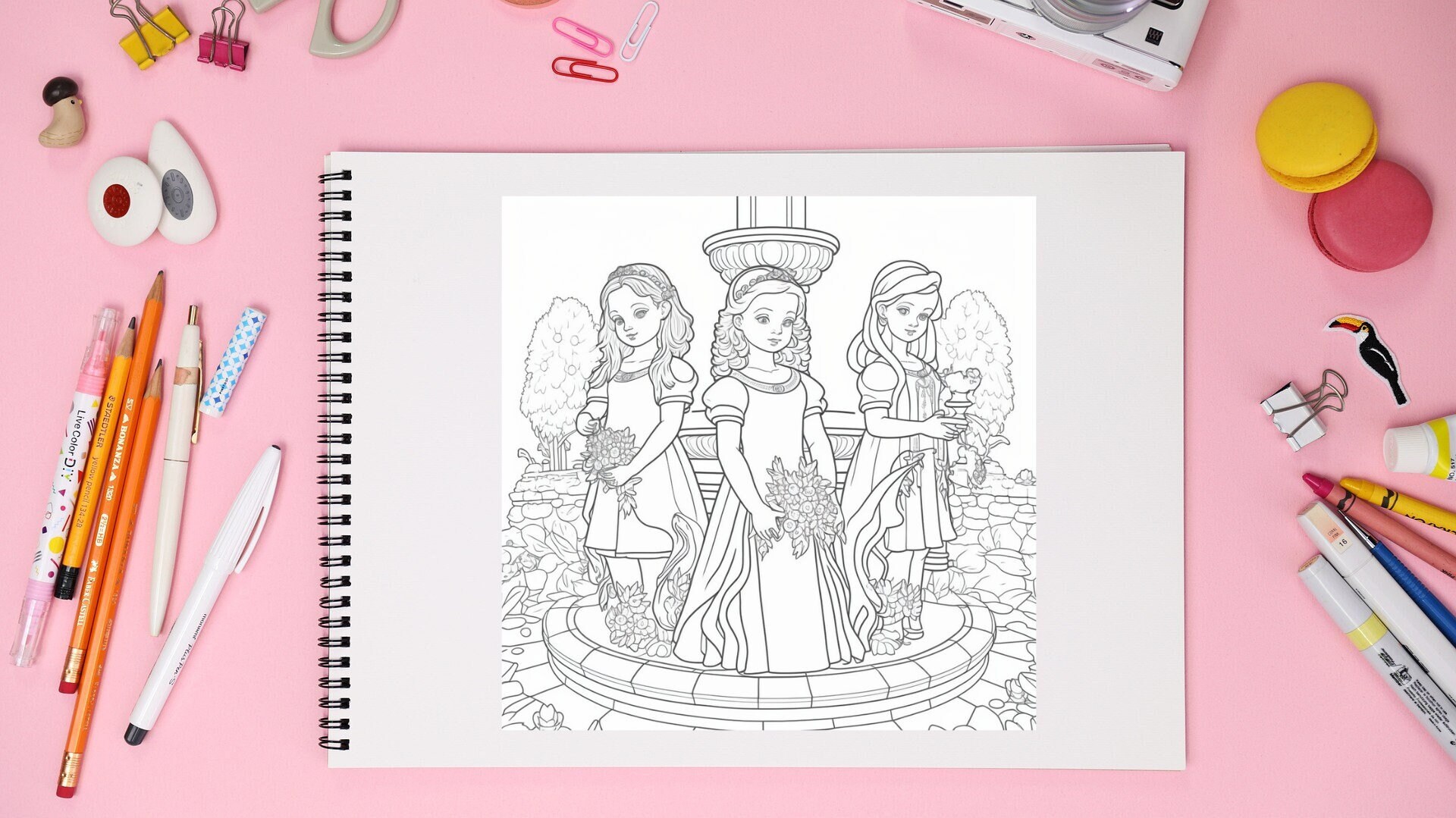 Princess Printable Digital Coloring Book Minimalist & Abstract Art ...