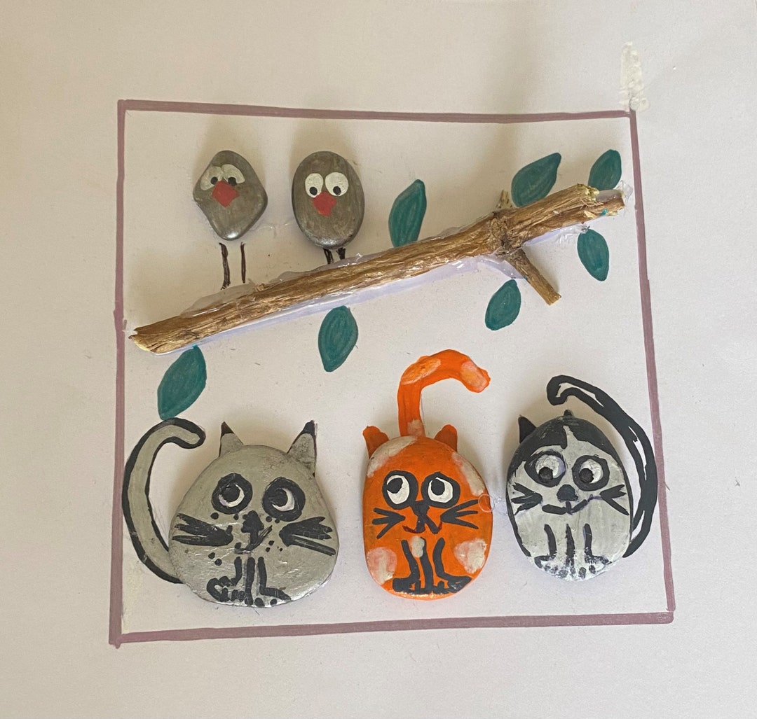 Pebble Art Cats - Etsy