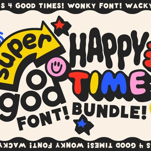Super Happy Good Time! Font Bundle - Etsy