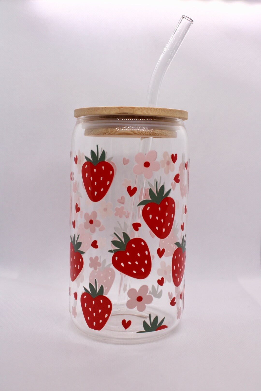 Strawberry 16 Oz Libby Glass Cup - Etsy