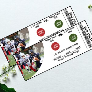 Editable Football Ticket, Football Ticket Gift, Sport Tickets, Football ...