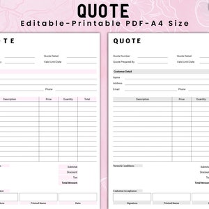 Editable Quote Template, EDITABLE Quotation Form, Small Business ...