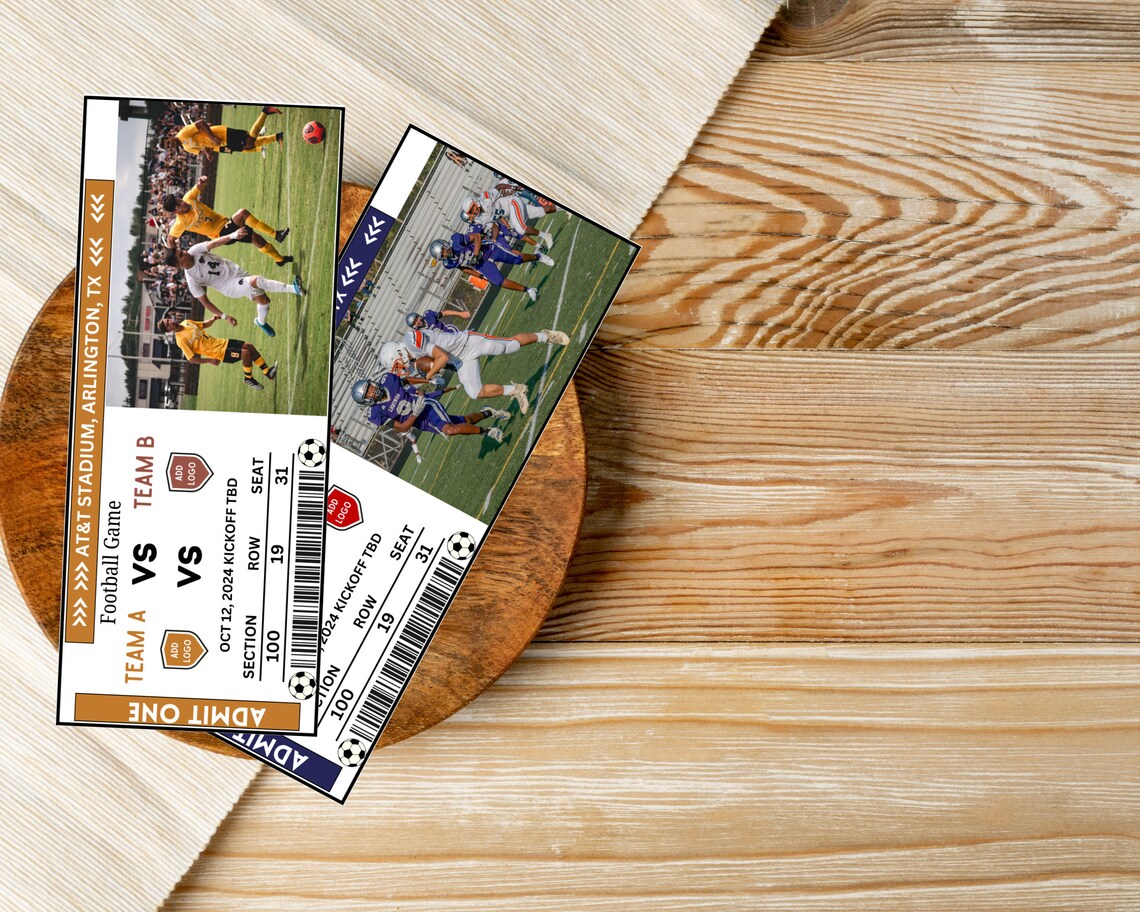 Football Game Ticket Template, Football Game Surprise Gift, Anniversary ...