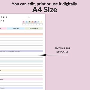 Editable Meltdown Tracker, Meltdown and Behaviour Tracker Templates ...