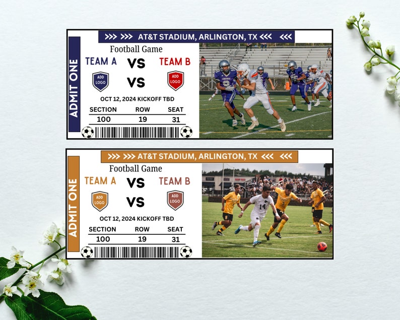 Football Game Ticket Template, Football Game Surprise Gift, Anniversary ...