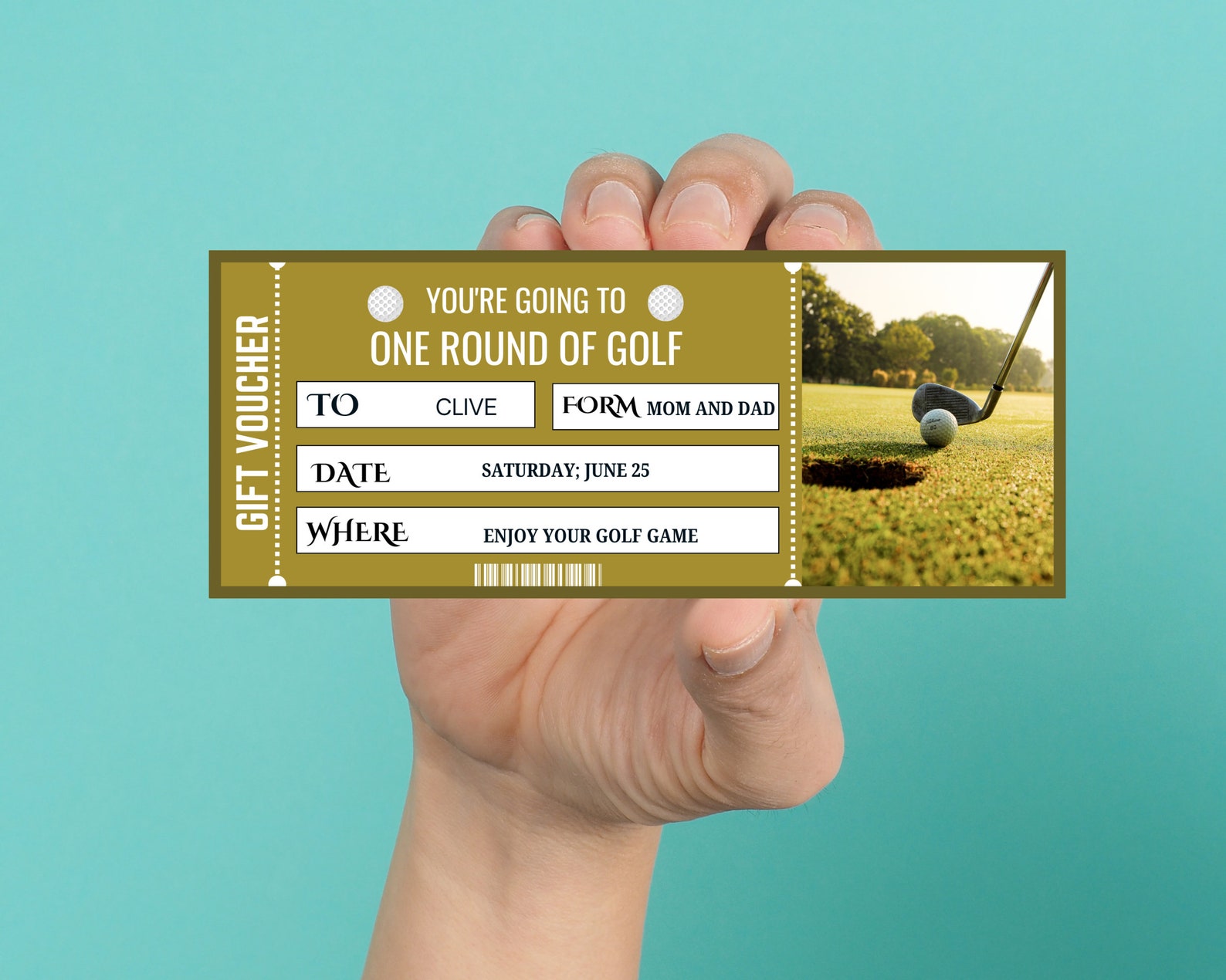 Surprise Golf Ticket, Surprise Trip, Gift Voucher, Ticket Template for ...