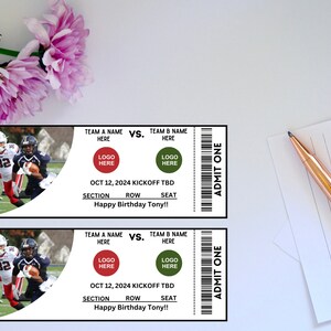 Editable Football Ticket, Football Ticket Gift, Sport Tickets, Football ...