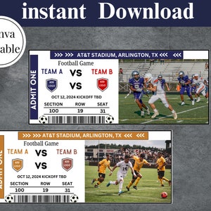 Football Game Ticket Template, Football Game Surprise Gift, Anniversary ...