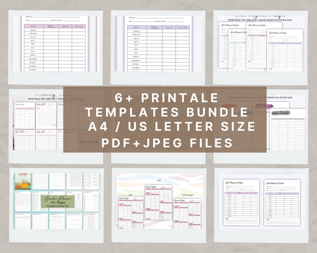 Printable Templates Bundle, Garden Planner, Income Tracker Printable ...