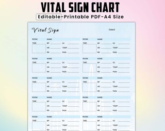 Printable Vital Sign Chart, Vital Sign Log, Vital Sign Tracker, Vital ...