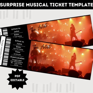 Editable Concert Ticket Template, Printable Concert Ticket Ticket ...