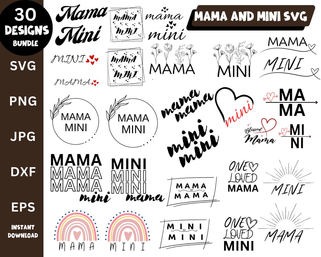 Mama and Mini Svg, Mommy and Me Svg, Mama Svg, Mothers Day Svg, Mom ...