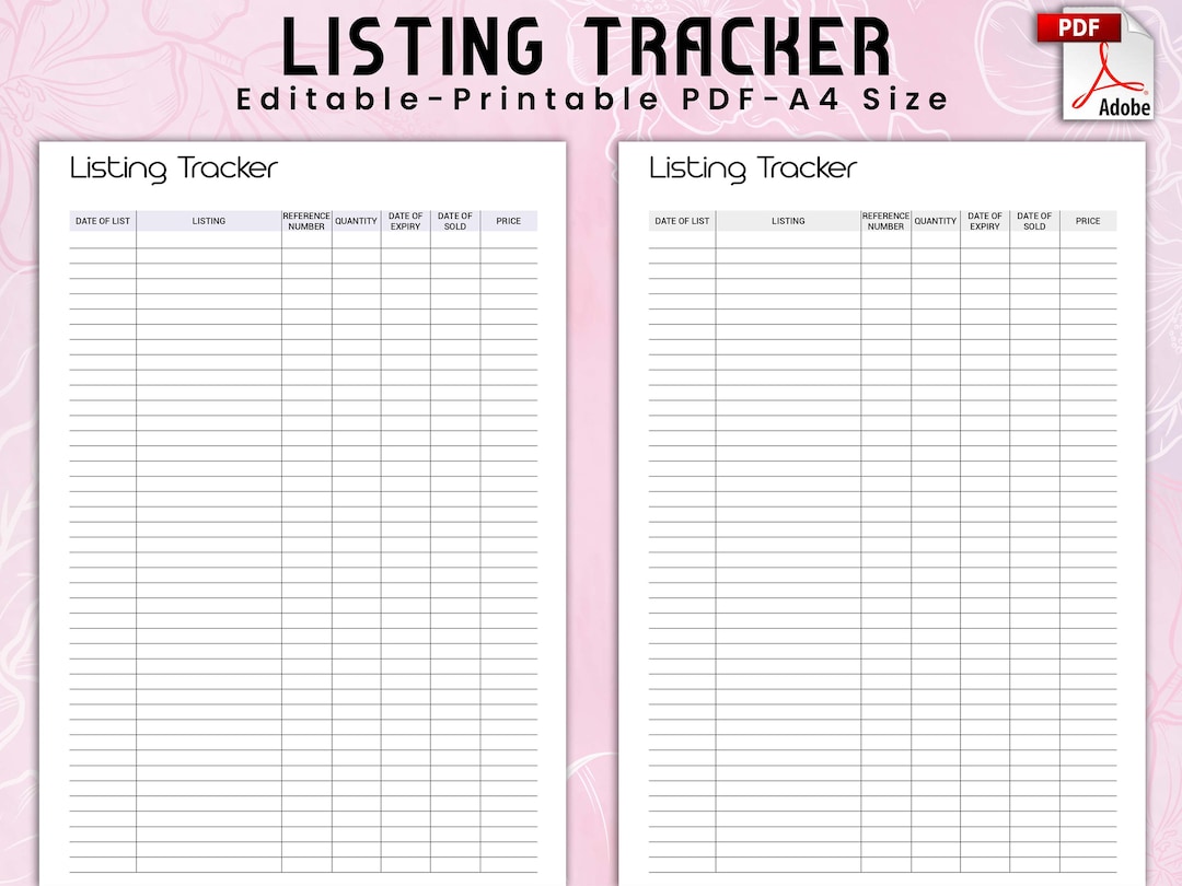Editable Listing Tracker, Listing Organizer Printable, Online Listing ...