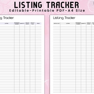 Editable Listing Tracker, Listing Organizer Printable, Online Listing ...