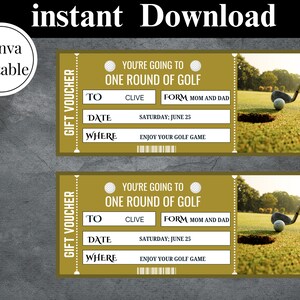 Surprise Golf Ticket, Surprise Trip, Gift Voucher, Ticket Template for ...